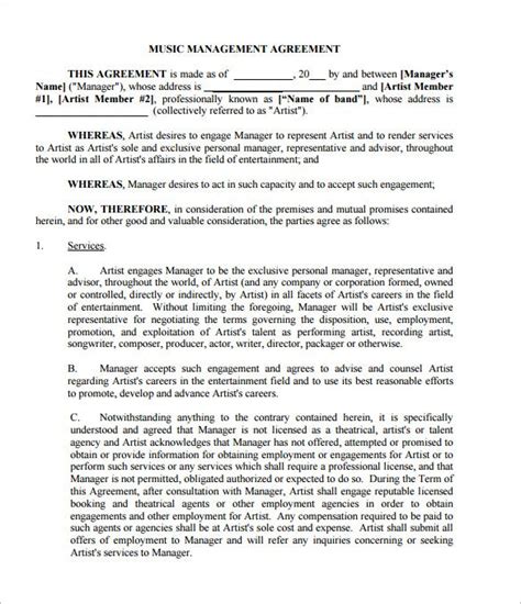 Music Manager Contract Template - BestTemplatess - BestTemplatess