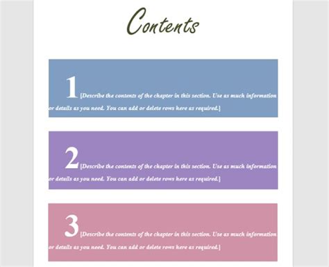 Microsoft Word Contents Page Template - BestTemplatess - BestTemplatess