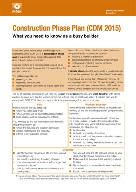 Construction Phase Health And Safety Plan Template - BestTemplatess ...