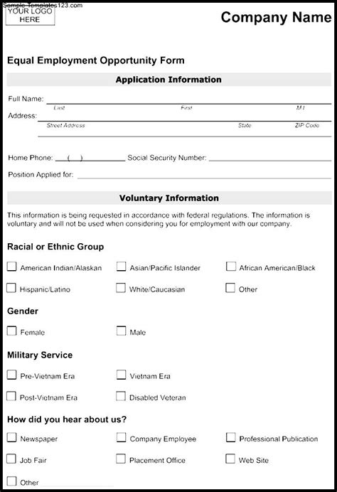 Equal Opportunities Form Template - BestTemplatess - BestTemplatess