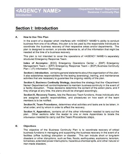 Information Technology Business Continuity Plan Template ...