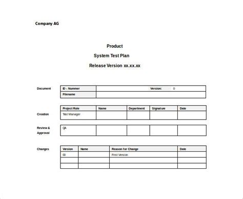 System Test Plan Template Example - BestTemplatess - BestTemplatess