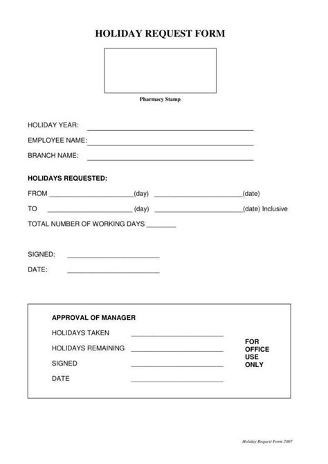 Holiday Application Form Template - BestTemplatess - BestTemplatess