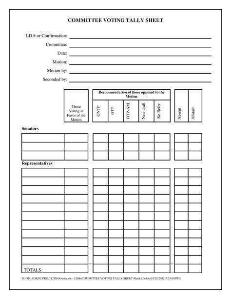 Voting Tally Sheet Template - BestTemplatess - BestTemplatess