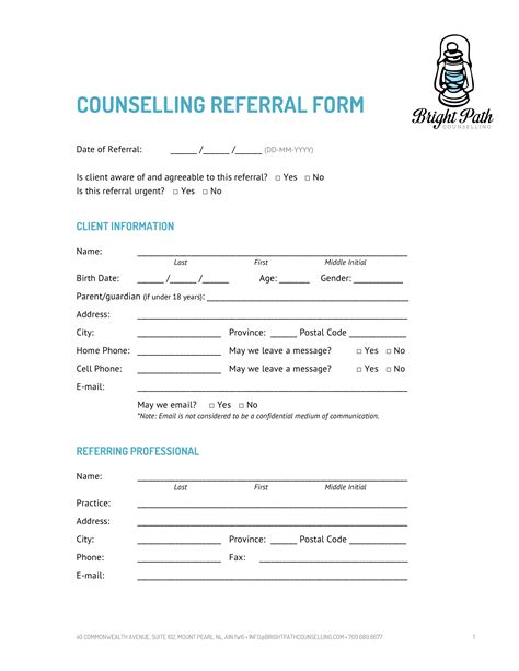 Counselling Referral Form Template - BestTemplatess - BestTemplatess
