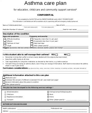 Asthma Care Plan Template - BestTemplatess - BestTemplatess