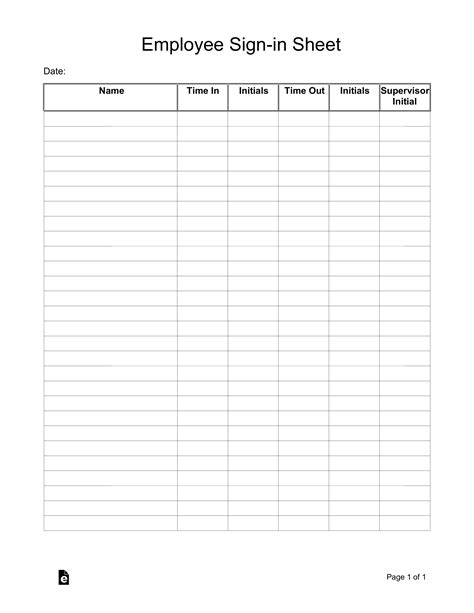Staff Sign In Sheet Template - BestTemplatess - BestTemplatess