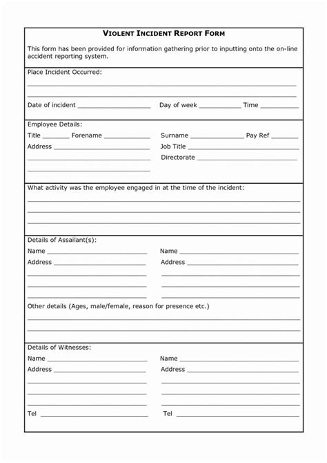 Vehicle Incident Report Form Template - BestTemplatess - BestTemplatess