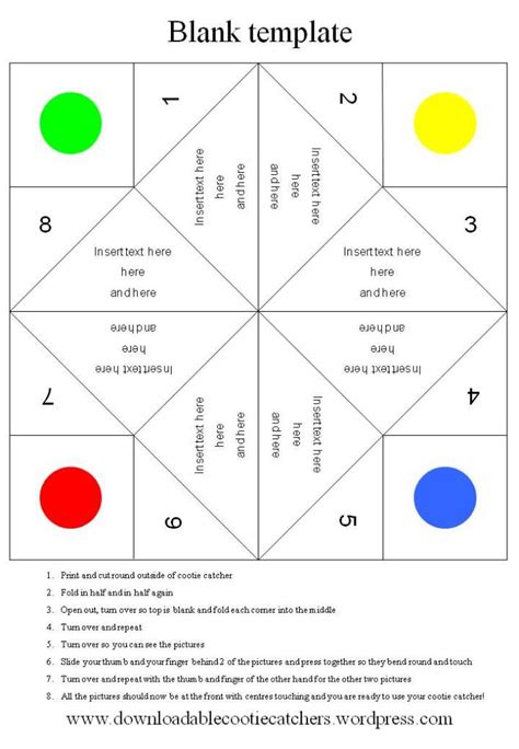 Free Printable Cootie Catcher Template - BestTemplatess - BestTemplatess