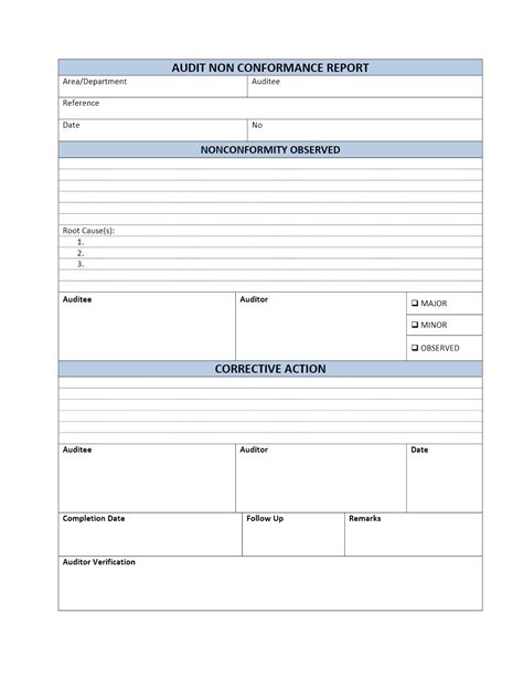 Non Conformance Report Form Template - BestTemplatess - BestTemplatess