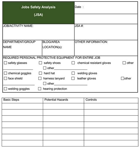 Jsa Form Template - BestTemplatess - BestTemplatess
