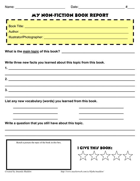 Nonfiction Book Report Template - BestTemplatess - BestTemplatess