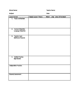 Six Point Lesson Plan Template - BestTemplatess - BestTemplatess