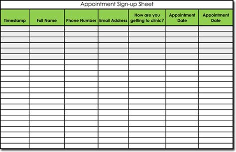 Appointment Sign Up Sheet Template - BestTemplatess - BestTemplatess
