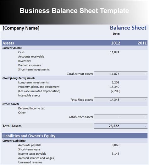 Corporate Balance Sheet Template - BestTemplatess - BestTemplatess