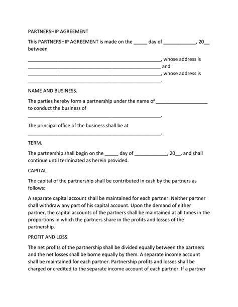 Partner Contract Template - BestTemplatess - BestTemplatess