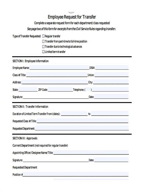 Employee Transfer Form Template - BestTemplatess - BestTemplatess