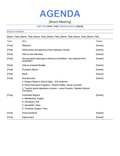 Technical Meeting Agenda Template - BestTemplatess - BestTemplatess