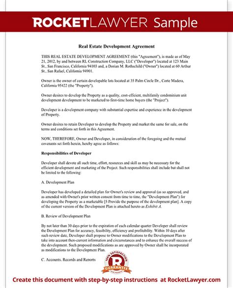 Real Estate Development Agreement Template - BestTemplatess ...