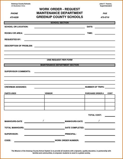 Sample Work Order Form Template - BestTemplatess - BestTemplatess