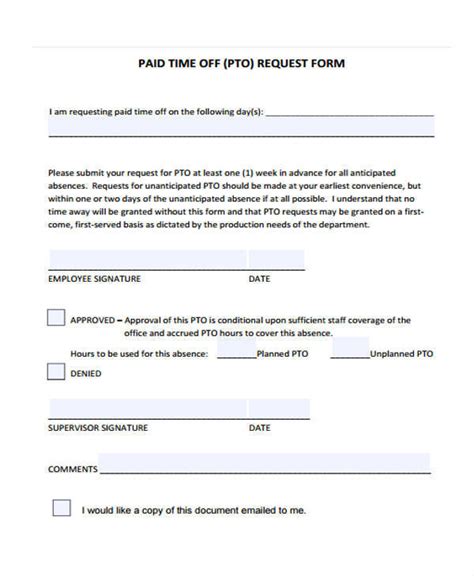 Paid Time Off Form Template - BestTemplatess - BestTemplatess