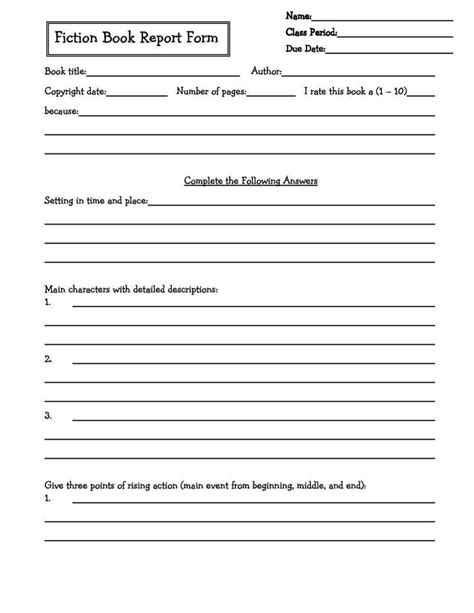 Fourth Grade Book Report Template - BestTemplatess - BestTemplatess