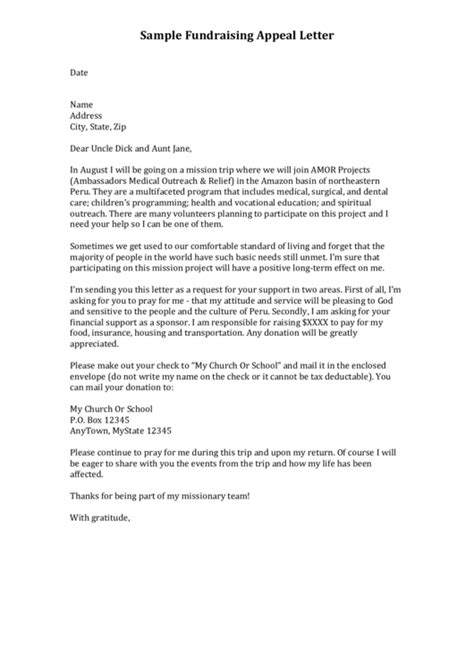 Sample Fundraising Appeal Letters - BestTemplatess - BestTemplatess