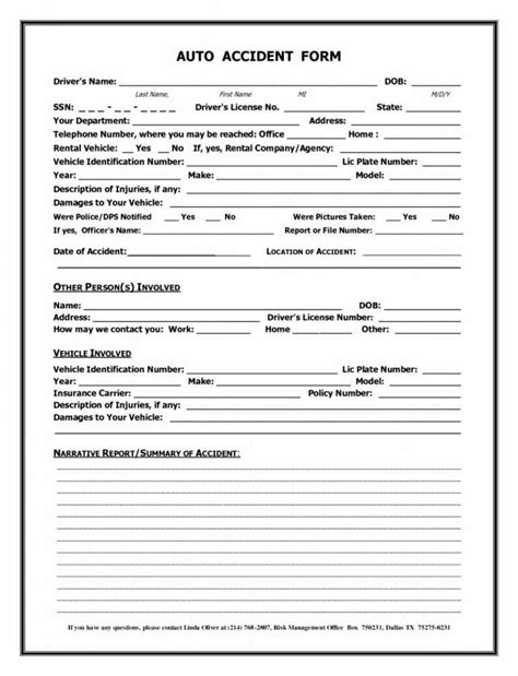 Motor Accident Report Form Template - BestTemplatess - BestTemplatess