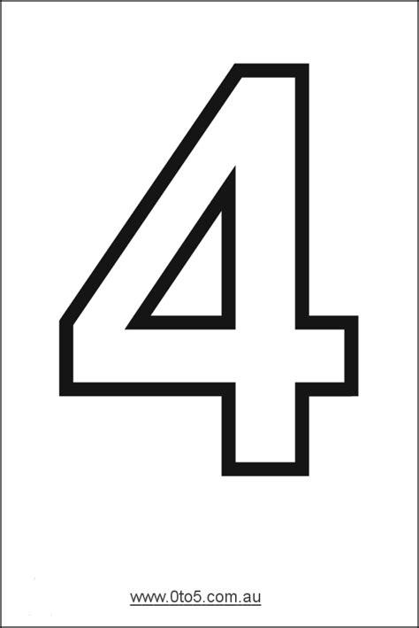 Printable Number 4 Template - BestTemplatess - BestTemplatess