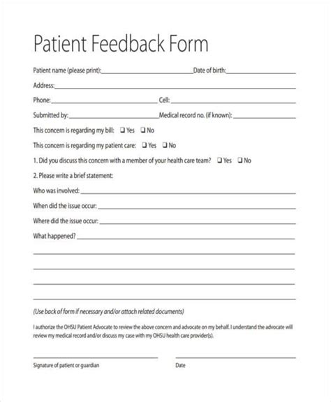 Patient Feedback Form Template - BestTemplatess - BestTemplatess