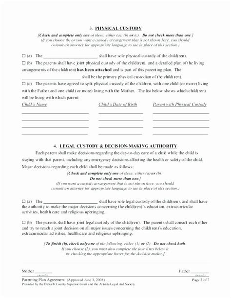 Parenting Plan Template California - BestTemplatess - BestTemplatess
