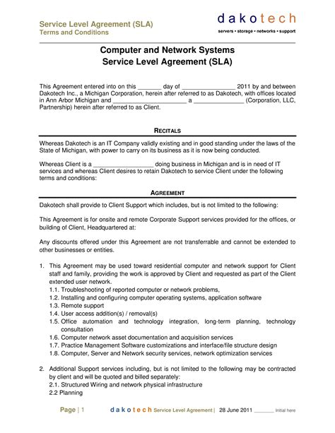 Computer Repair Service Agreement Template - BestTemplatess ...