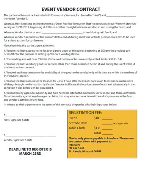Event Vendor Agreement Template - BestTemplatess - BestTemplatess