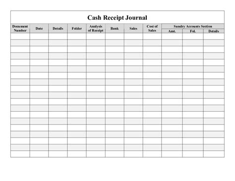 Cash Receipts Journal Template - BestTemplatess - BestTemplatess