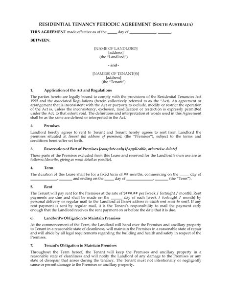 Periodic Tenancy Agreement Template - BestTemplatess - BestTemplatess