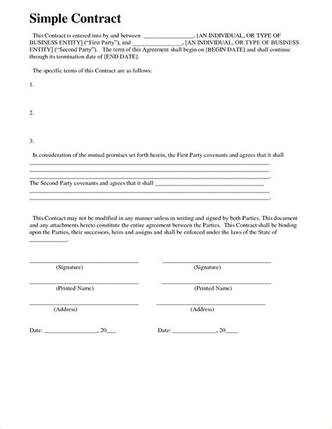 Simple Contract Agreement Template - BestTemplatess - BestTemplatess