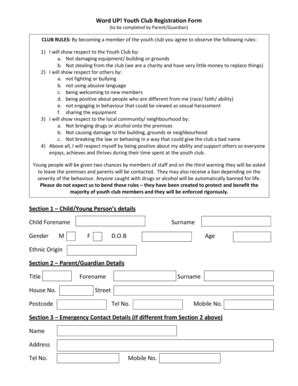 Youth Club Membership Form Template - BestTemplatess - BestTemplatess