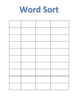 Word Sort Template Printable - BestTemplatess - BestTemplatess