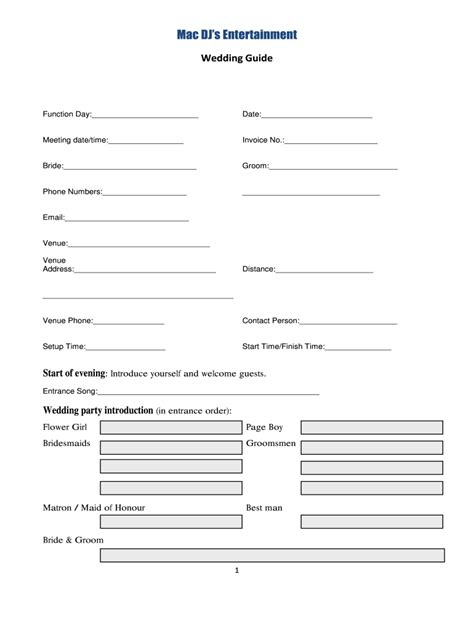 Wedding Mc Running Sheet Template - BestTemplatess - BestTemplatess