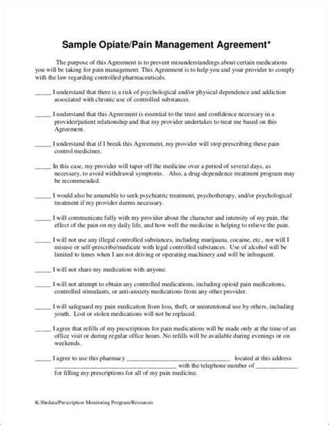 Pain Management Contract Template - BestTemplatess - BestTemplatess