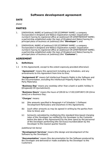 Software Development Contract Template Free - BestTemplatess ...