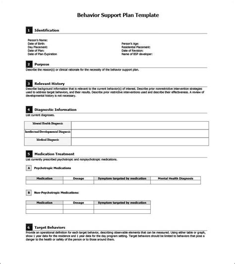 Behaviour Support Plan Template - BestTemplatess - BestTemplatess