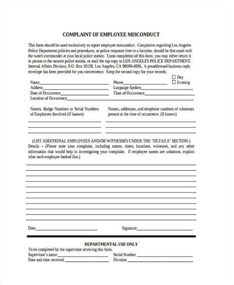 Employee Misconduct Form Template - BestTemplatess - BestTemplatess