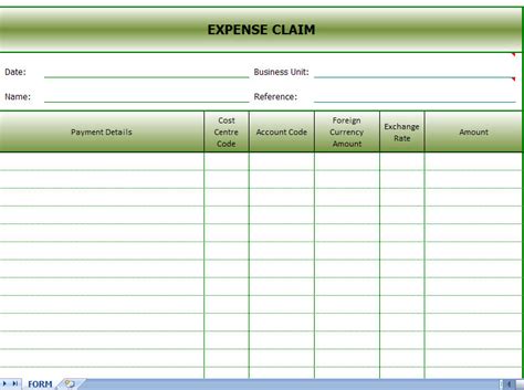 Expense Claim Form Template Excel - BestTemplatess - BestTemplatess