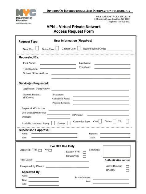 Vpn Access Request Form Template - BestTemplatess - BestTemplatess