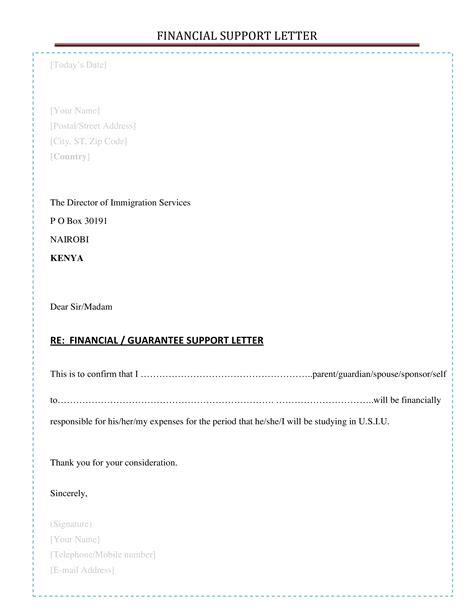 Letter Of Financial Support Template - BestTemplatess - BestTemplatess
