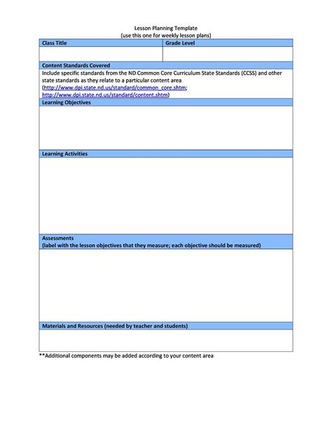 Components Of A Lesson Plan Template - BestTemplatess - BestTemplatess
