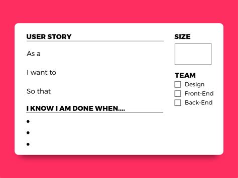 User Story Card Template - BestTemplatess - BestTemplatess