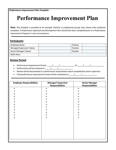 Performance Improvement Plan Sample Template - BestTemplatess ...