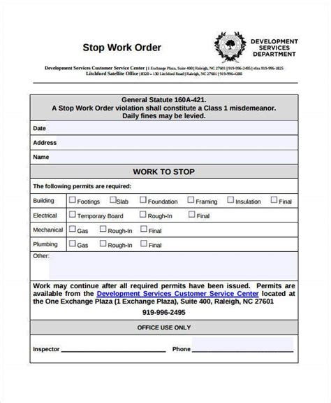 Stop Work Order Template - BestTemplatess - BestTemplatess